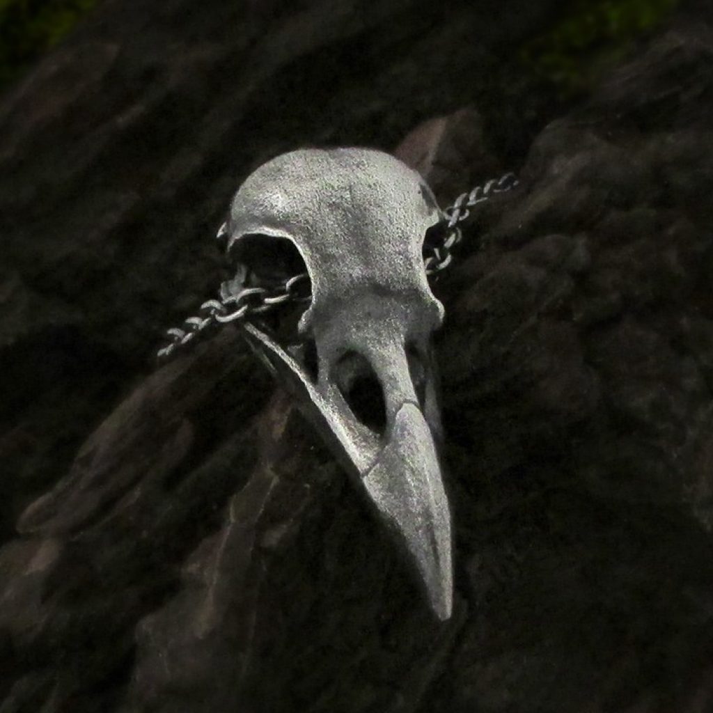 Raven Skull Necklace - Medium | Gothic Bird Skull Pendant by RavynEdge
