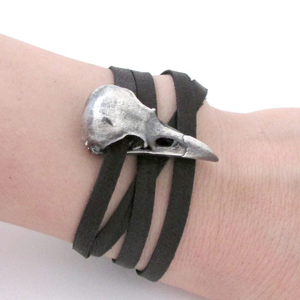 Raven Skull Matching Bracelets for Couples | Boyfriend Girlfriend Gifts