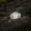 Draco Ring with Rainbow Moonstone | Dragon Scale Gothic Style Rings